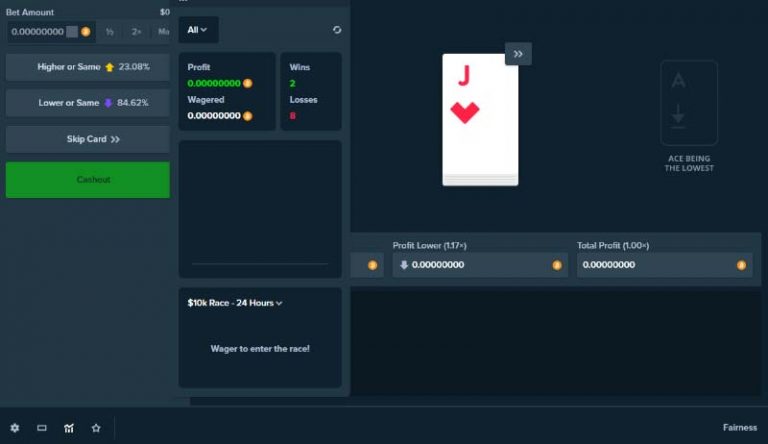 Stake HiLo » Simple but popular higher / lower card game